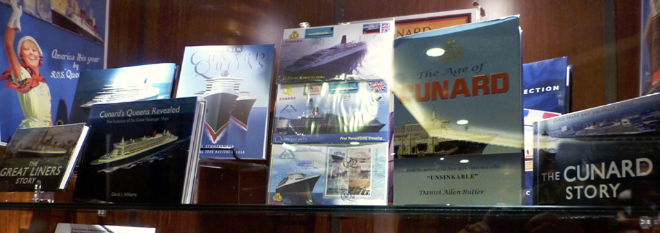 QE Cunard books in shop, Cunard Queen Elizabeth Panama Canal cruise ...