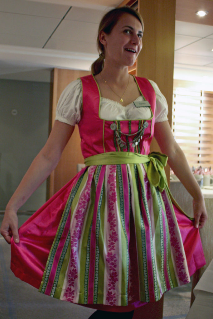 our waitress, pastry chef, A Taste of Germany night aboard the Viking ...
